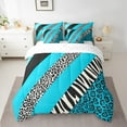 Leopard Print Bed in a Bag 7 Piece,Zebra Stripes Teal Sriped Bedding ...