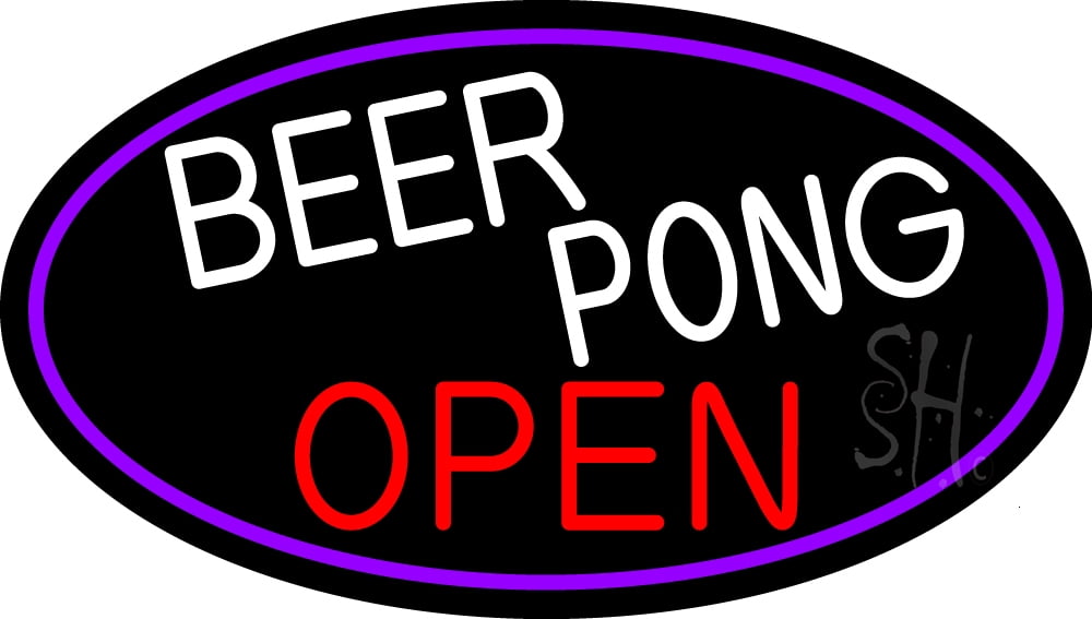 Beer Pong Open LED Neon Sign 20 x 37 - inches, Clear Edge Cut Acrylic ...