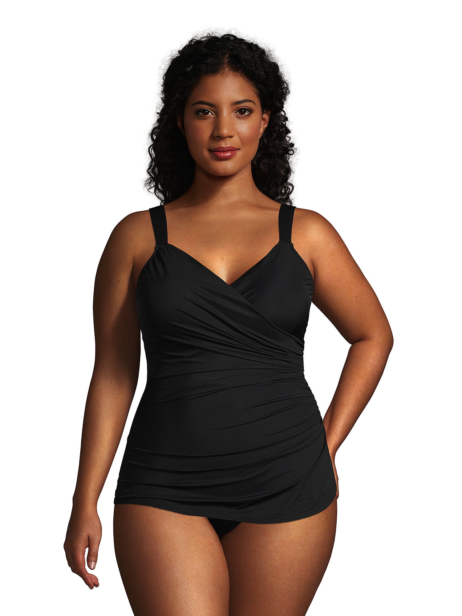 Lands End Womens Plus Size Ddd Cup Slendersuit Tummy Control Chlorine