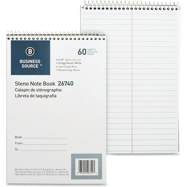 Business Source 6 x 9 Inches Steno Notebook, Gregg Ru, 60 Sheets ...