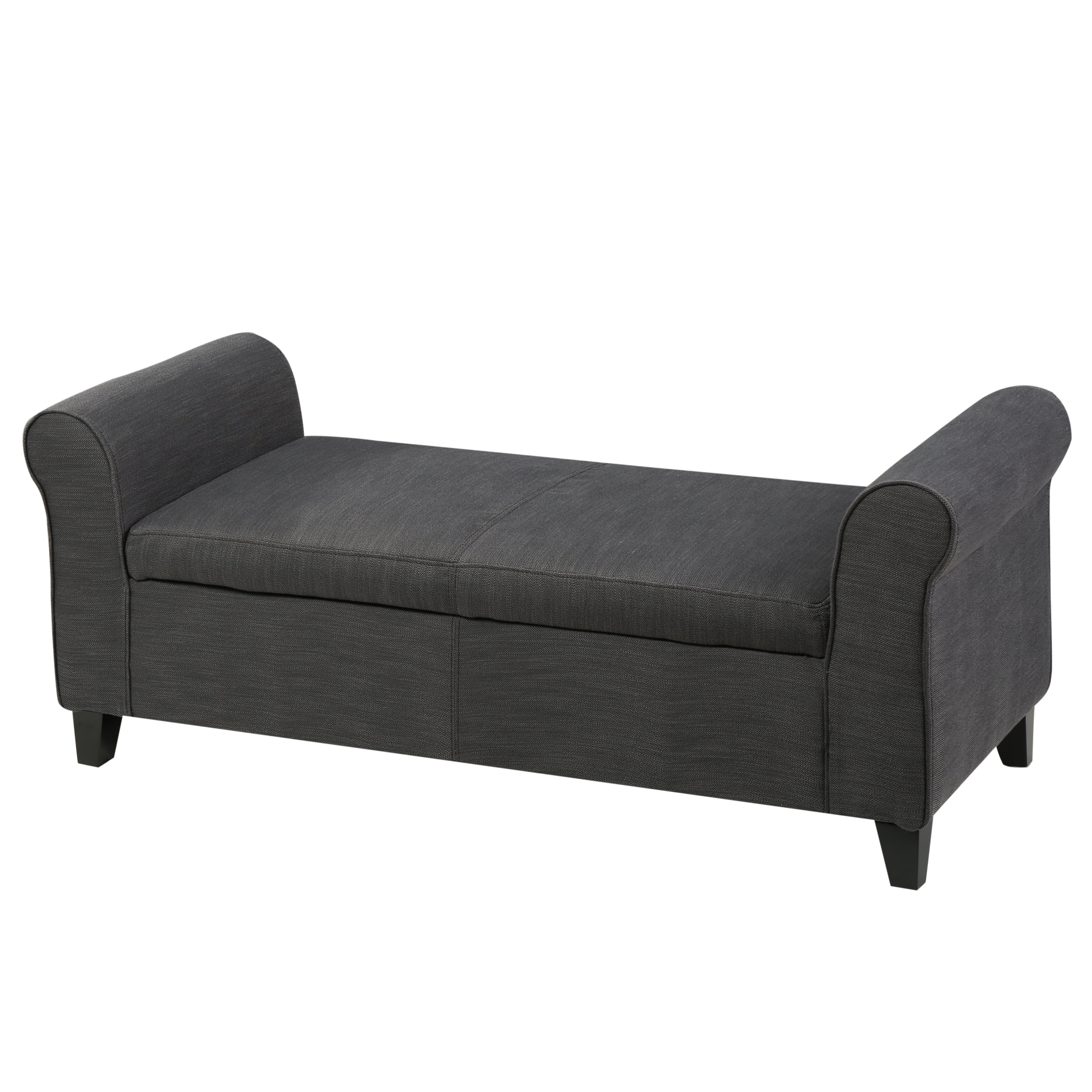 Lanelle Contemporary Fabric Upholstered Storage Ottoman Bench, Gray ...