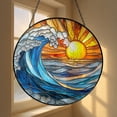 Coastal Ocean Wave Stained Glass Style Suncatcher Window Hanging Decor ...
