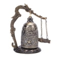 Antique Bronze Alloy Dragon Lock Bell Ornament with Carved Totem Design ...