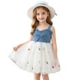 Afuyipoi Girls Denim Mesh Dress with Hat Size 6M-3T Sleeveless Floral ...