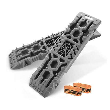 Fieryred Traction Board Recovery Ladder with Jack Lift Base, Gray (2 ...