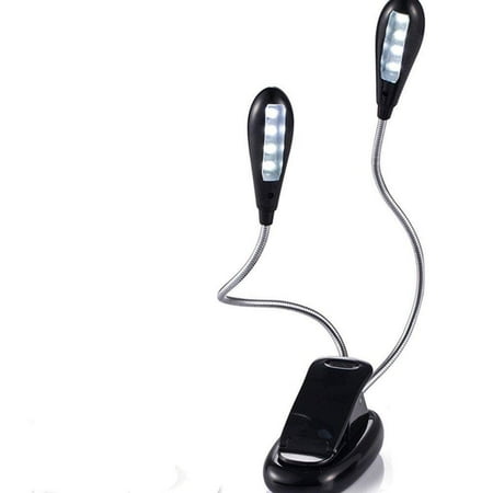 Lightahead Gooseneck Flexible LED Clip On Book Reading Light with 2 Adjustable Arms with 4 LEDs ...