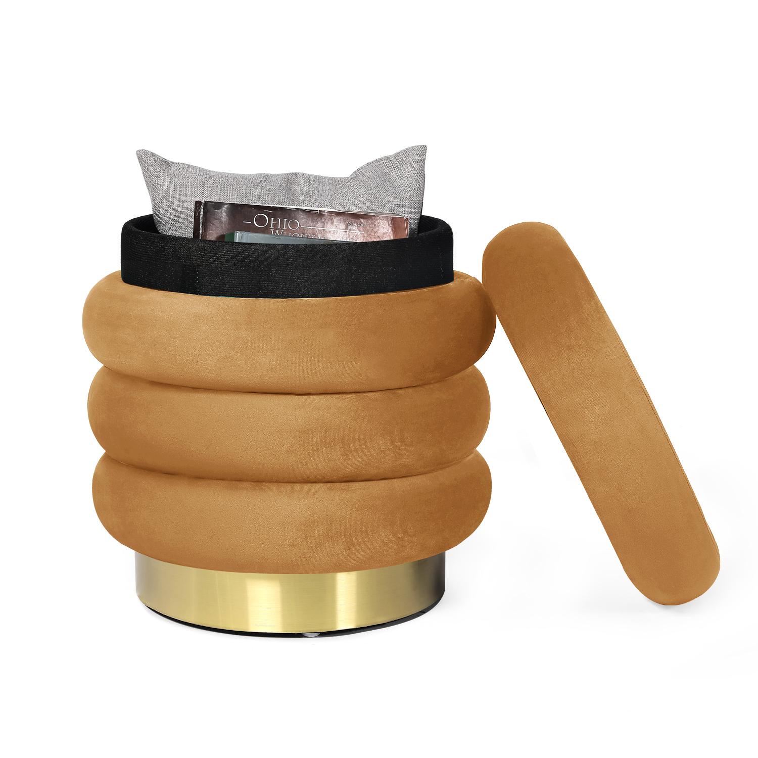 Homebeez Round Footstool Storage Ottoman,Vanity Stool Foot Rest ...