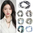 Head Scarf, Magnetic Clasp Pearls Chain Necklace Floral Satins Scarf ...