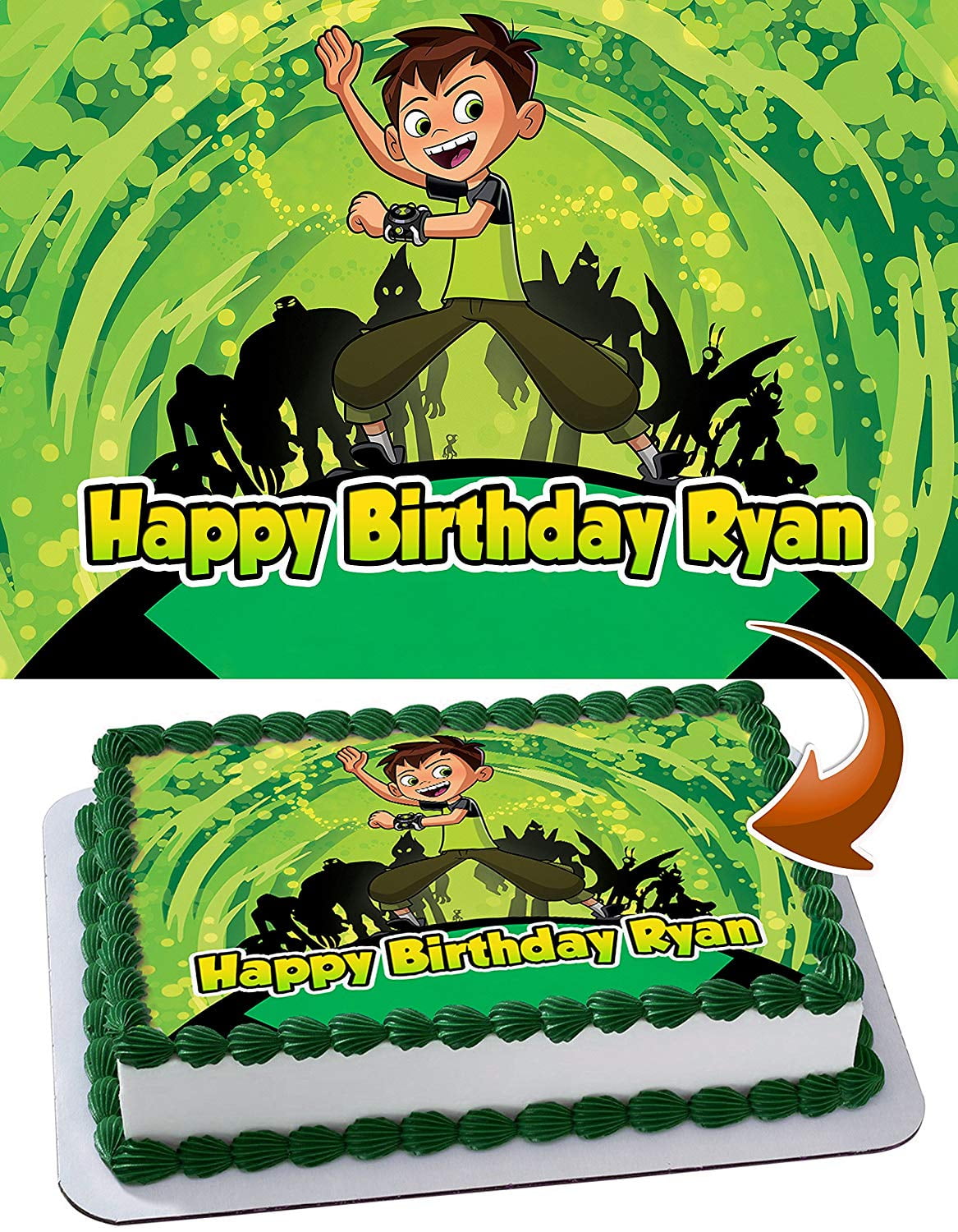 Ben 10 - Edible Cake Topper - 11.7 x 17.5 Inches 1/2 Sheet rectangular ...