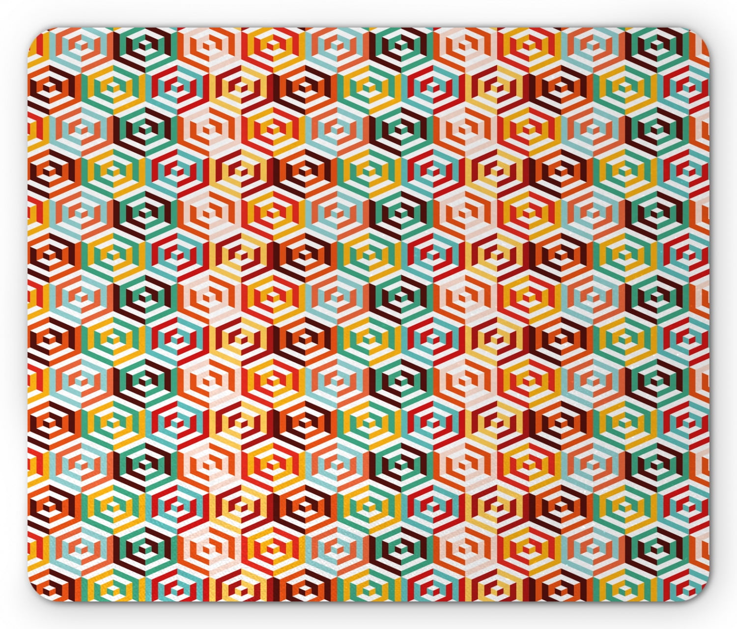 Geometric Mouse Pad, Abstract Cubes Isometric Hexagonal Shaped Pattern ...