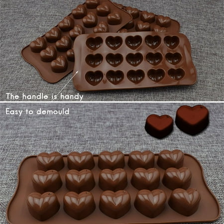 15 Solts Silicone Love Heart Shape Chocolate Mold Candy Biscuit Cake ...