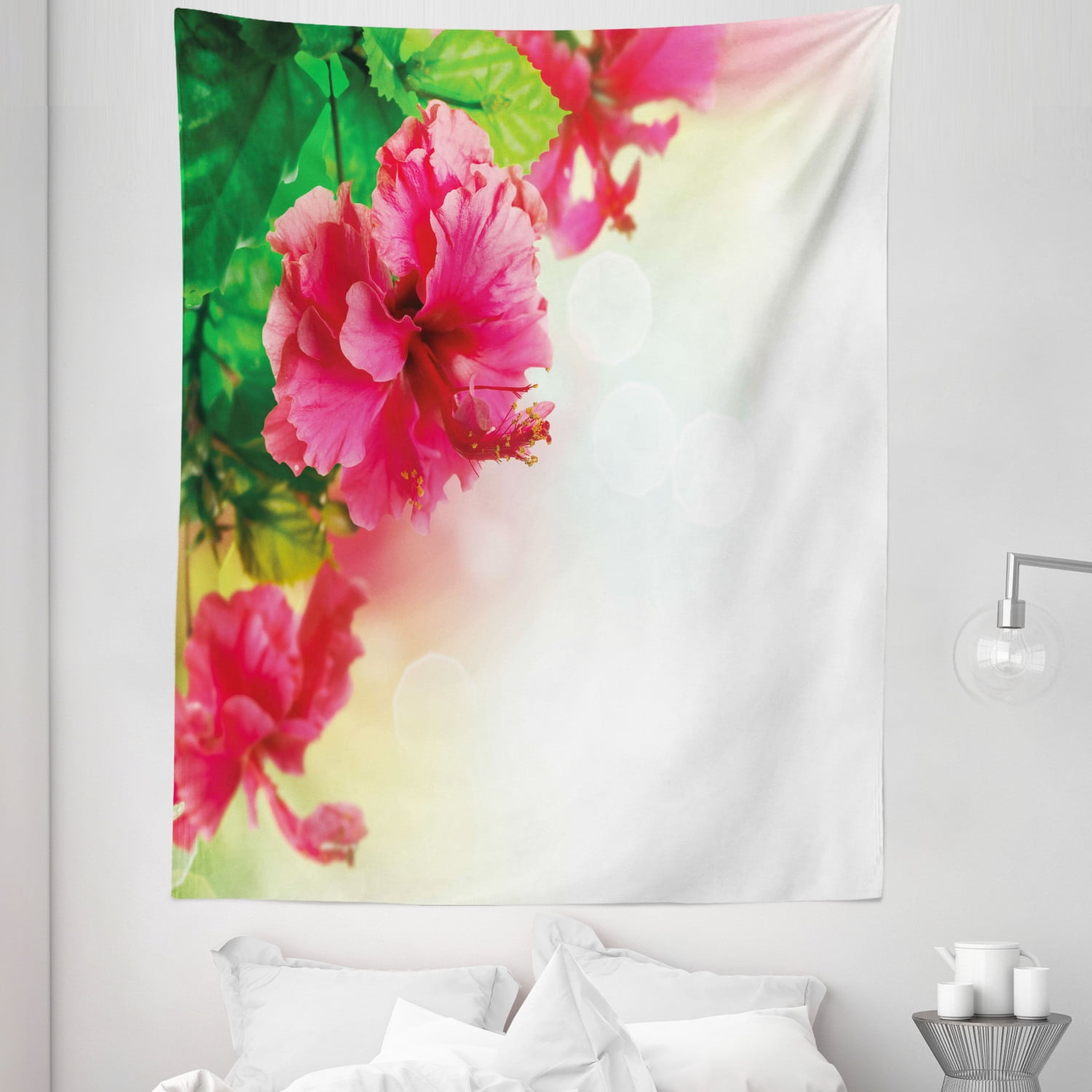 Floral Tapestry, Hibiscus Flower Florets Buds Leaf Essence Fragrance ...