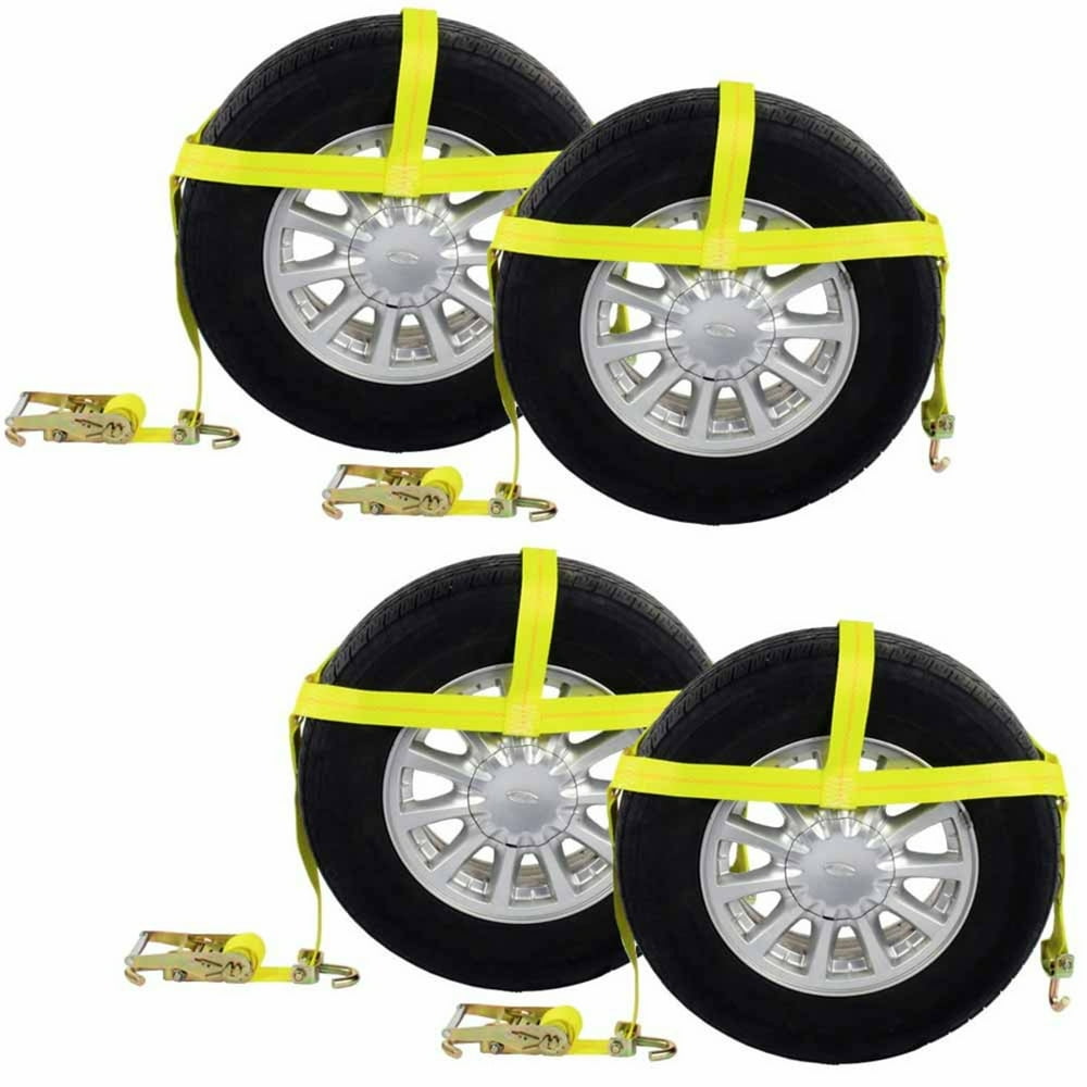 Car Carrier Tire Holder Basket Straps w/ Swivel Hooks & Ratchet - 4 ...