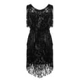 Rswnyirn Womens Sleeveless Vintage Sequins Costume Samba Rumba Tango Latin Dance Dress Black X