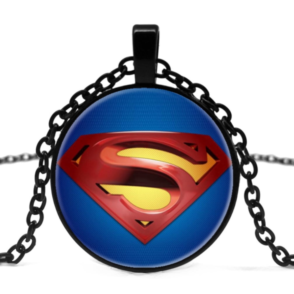 Superman Superhero Black Enamel Necklace High Anti-Tarnish Resistant ...