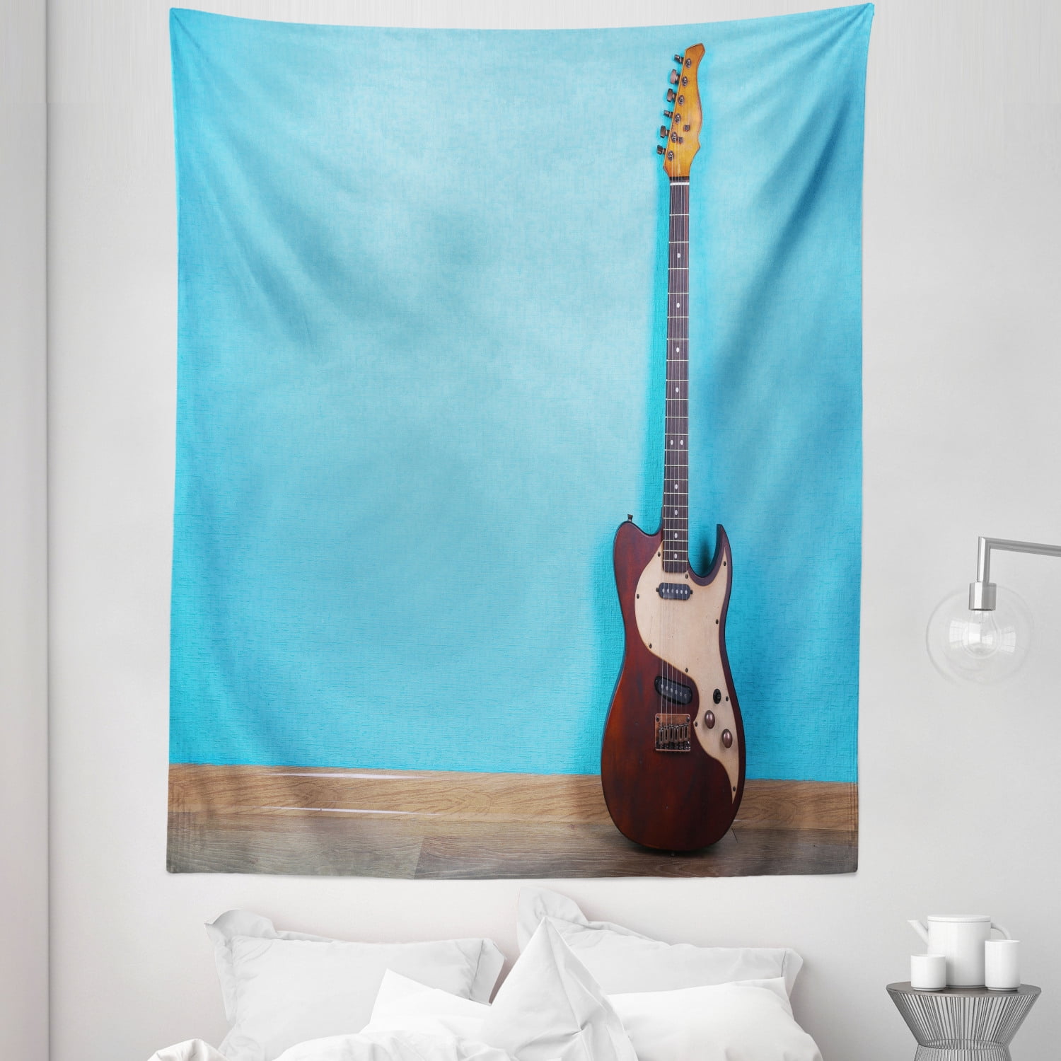 Guitar Tapestry, Rock Band Retro Photo of Electric Musical Instrument ...