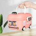 Ywmsfl Cartoon Car Toy Storage Box with Rounded Wheels for Kids Room ...