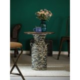Vintiquewise Antique Rustic Round Milk Can Side Table Farmhouse Milk ...