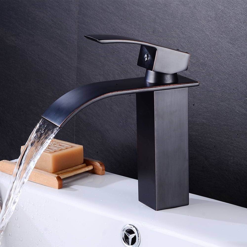 Buy Willstar Black Bronze Waterfall Square Bathroom Taps Faucets Basin ...