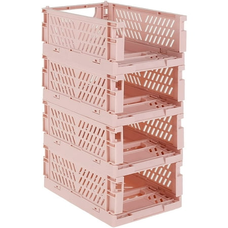 4-Pack Mini Storage Basket, Stackable Plastic Tray Shelf Desktop ...
