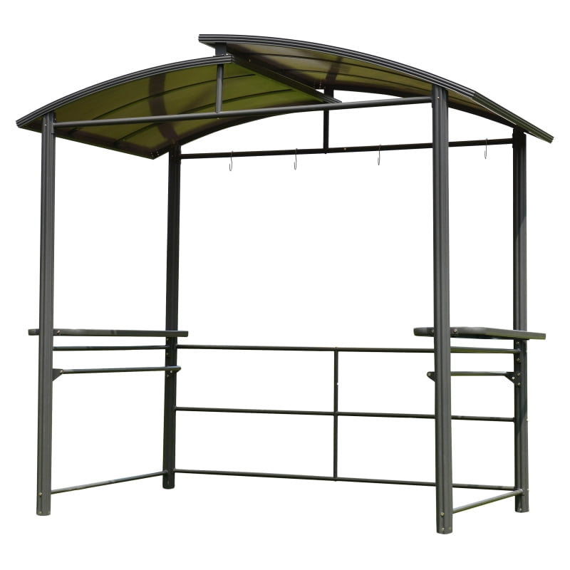 ALEKO GZBHTG01 5' x 8' Hardtop and Grill Brown Rectangle Gazebo with ...