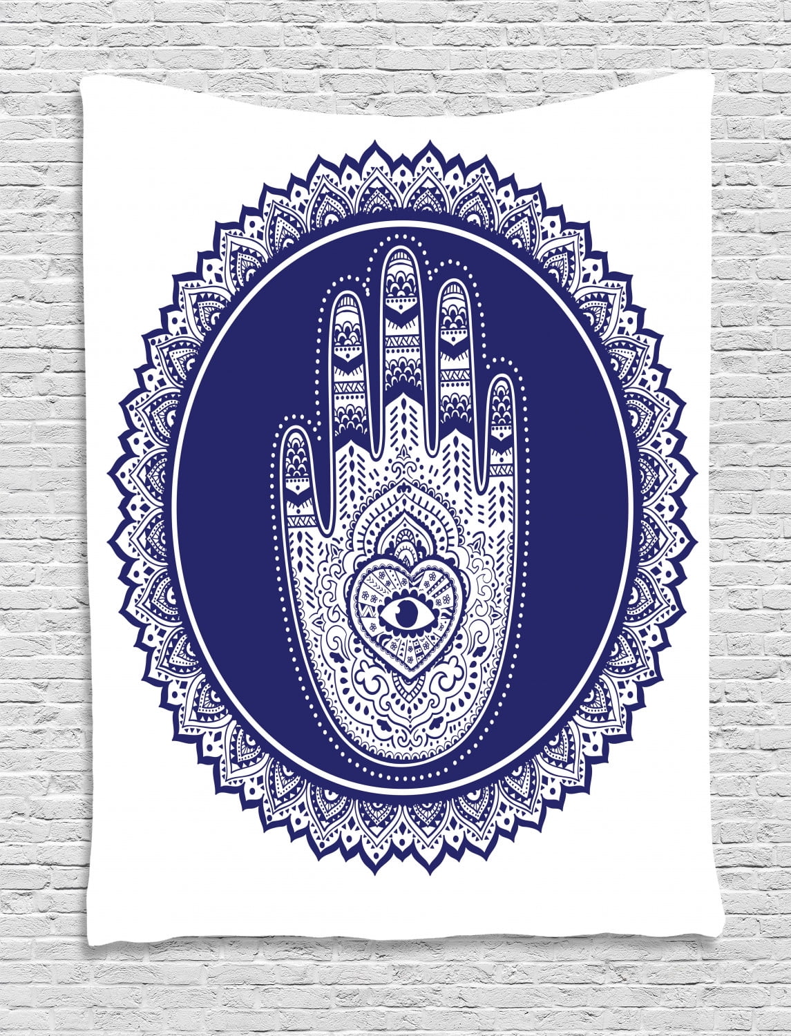 Hamsa Tapestry, Middle Eastern Mandala Motif with Oriental Hand Design ...