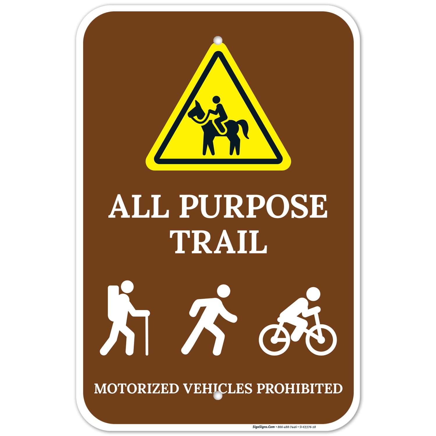 All Purpose Trail Motorized Vehicles Prohibited Sign, - Walmart.com