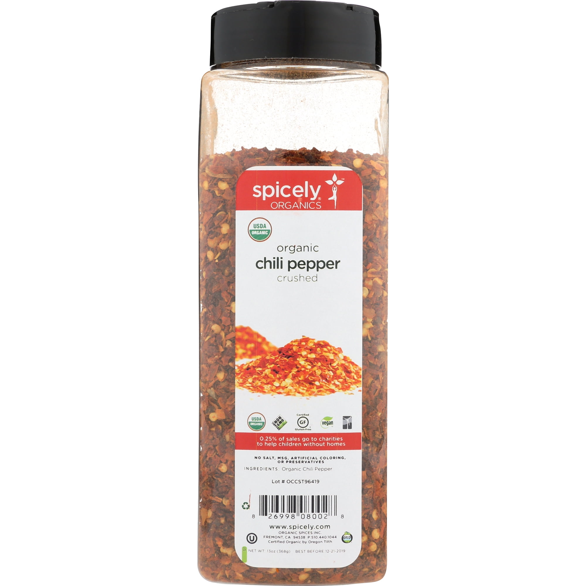 Spicely Organics Chili Pepper Crushed Club Size Certified Gluten Free ...