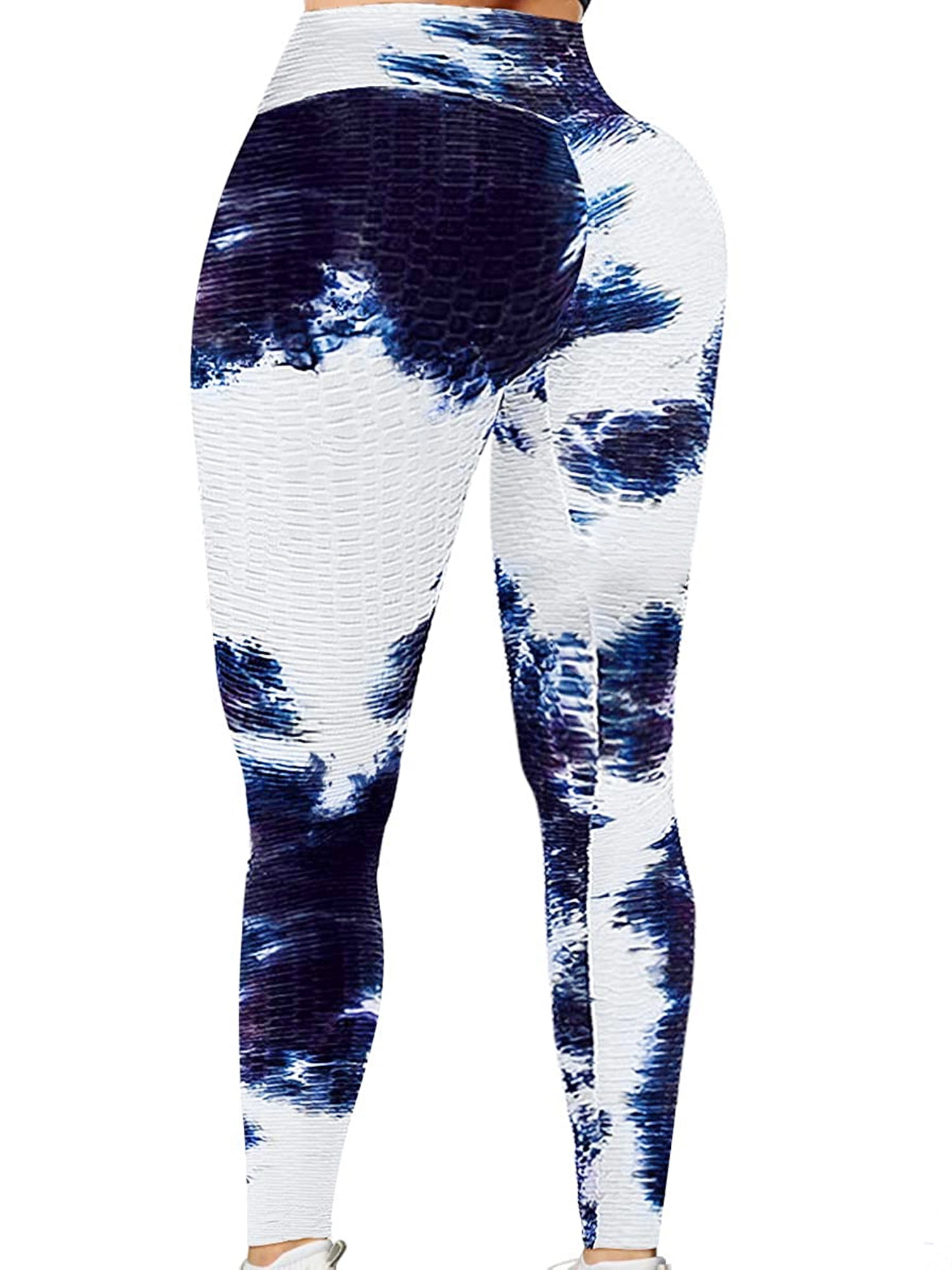 FITVALEN Women High Waisted Booty Yoga Pants Ruched Textured Tummy ...