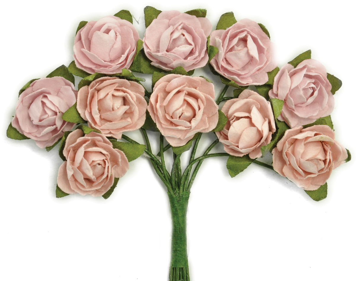 Mini Paper Blooms .5" Flowers W/Wire Stems 10/Pkg-Dusty Pink | Walmart ...