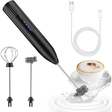 FanShow Rechargeable Electric Milk Frother with 2 Stainless Steel ...