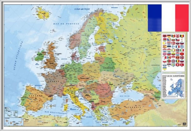 Political Map Of Europe - Framed Poster (French Language Version - Map ...