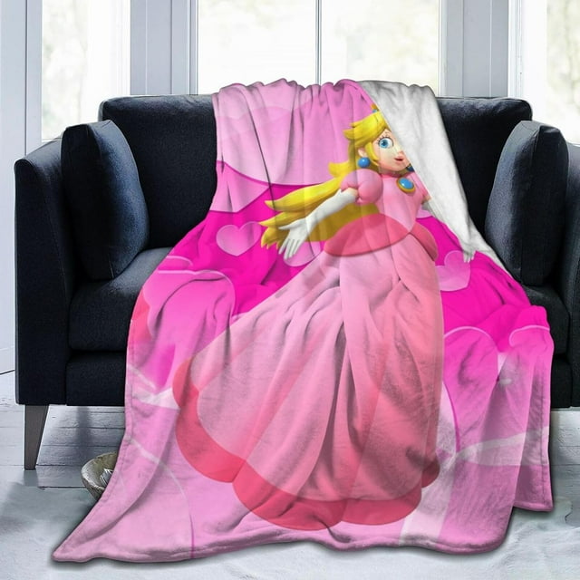 Cartoon Pink Throw Princess Peach Blanket for Girls Super Soft Warm ...