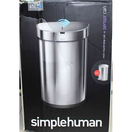 Simplehuman Stainless Steel Motion Sensor Trash Can + Mini Round Step Can
