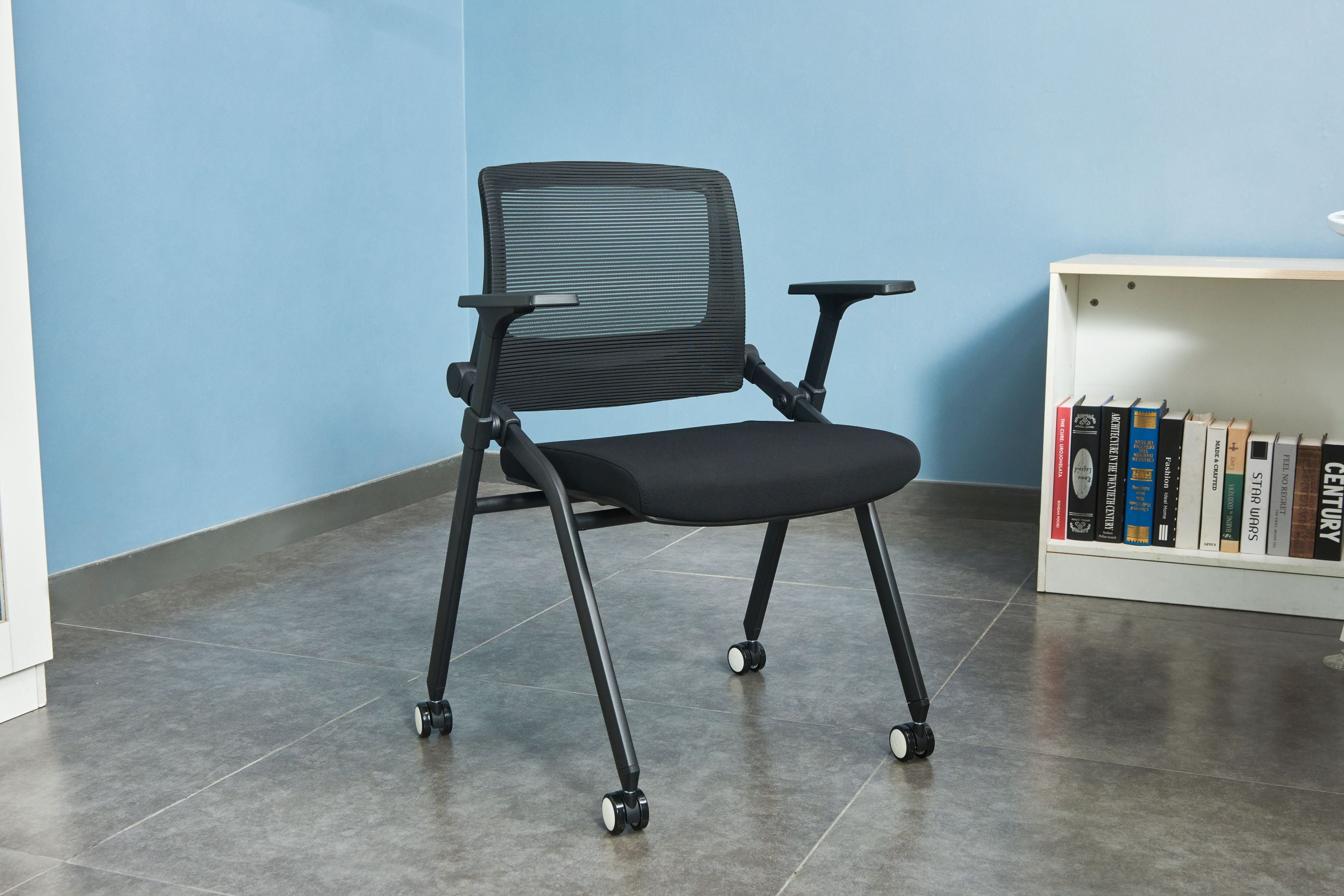 [2 Pack] Stackable Conference Room Chairs with Wheels and Paddle ...