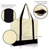 DALIX 22\ Extra Large Cotton Canvas Zippered Shopping Tote Grocery Bag ...