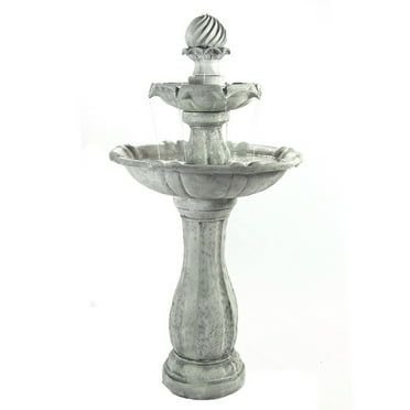 Smart Solar, Riverstone Solar-on-Demand 2-Tier Fountain - Brown ...