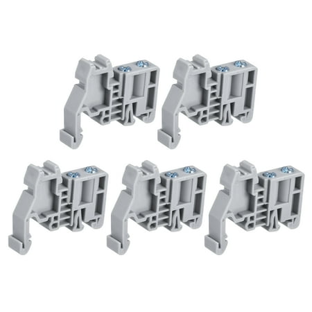 DIN Rail Mount Terminal Blocks End Stopper Screw Type Clamp Grey E/UK ...