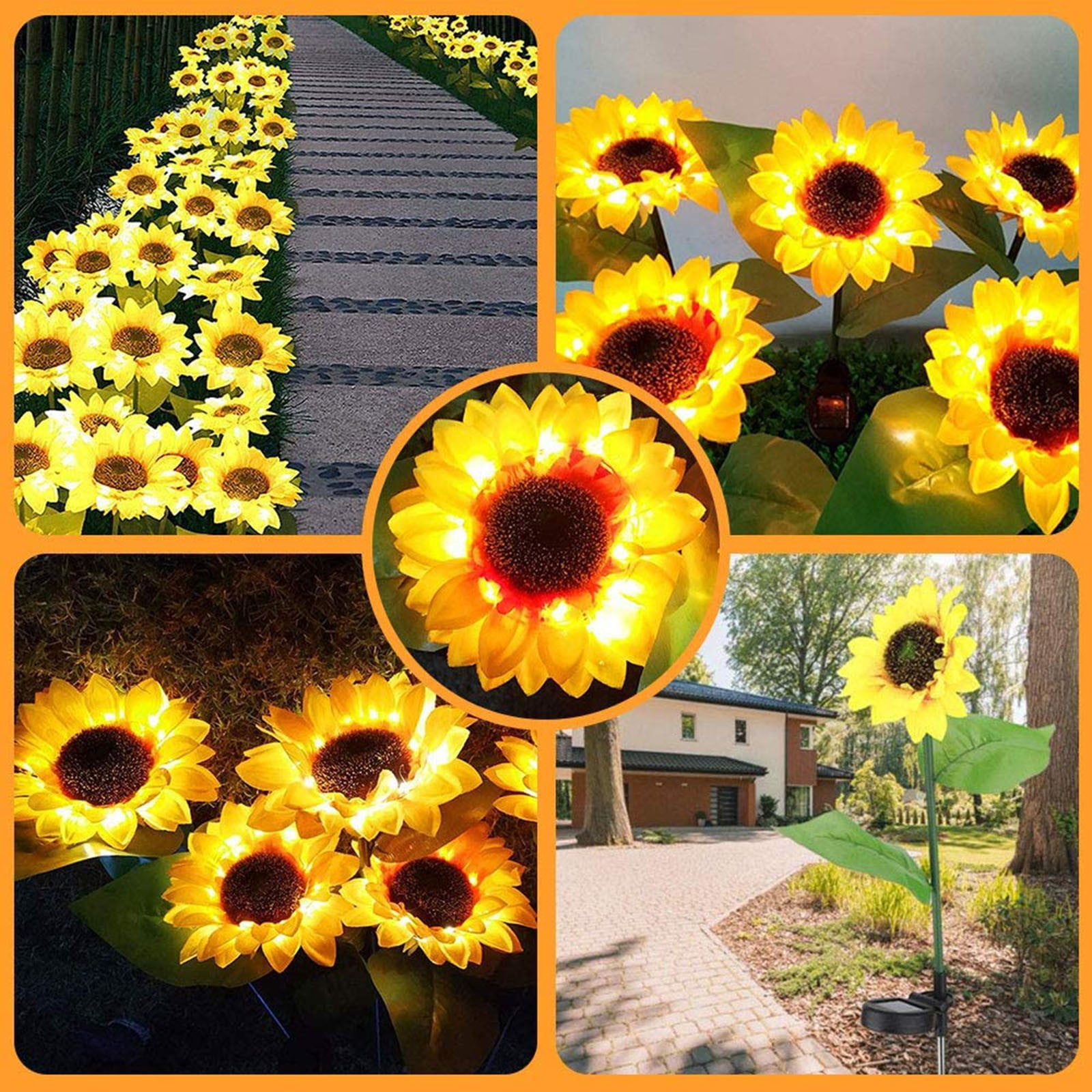 VBVC Solar Power Sunflower Led Light Outdoor Garden Yard Lawn Landscape ...