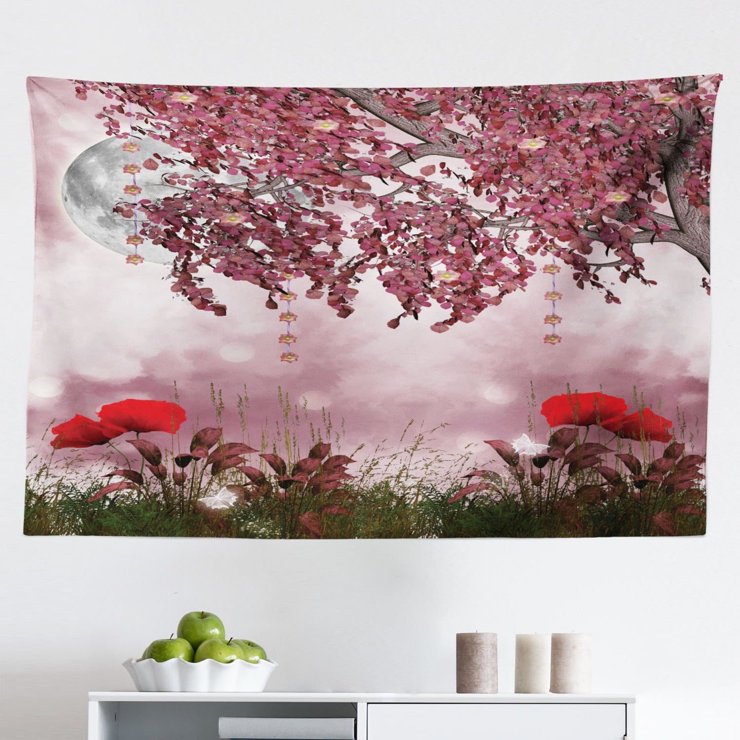 Poppy Flower Tapestry, Spring Environment with Poppies and Daisies on ...