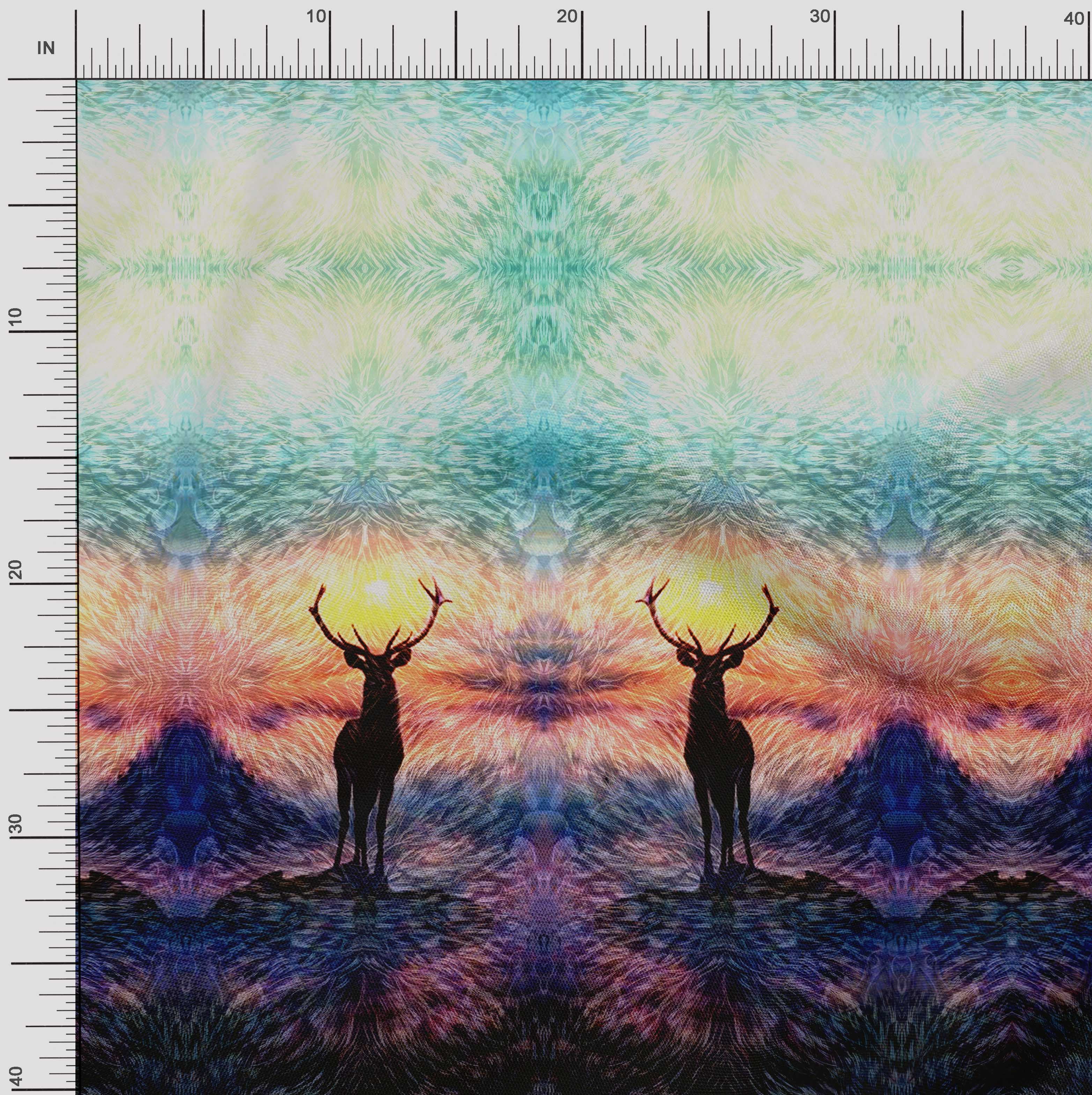 Soimoi Satin Silk Fabric Deer Panel Print Fabric by The Yard 42 Inch ...