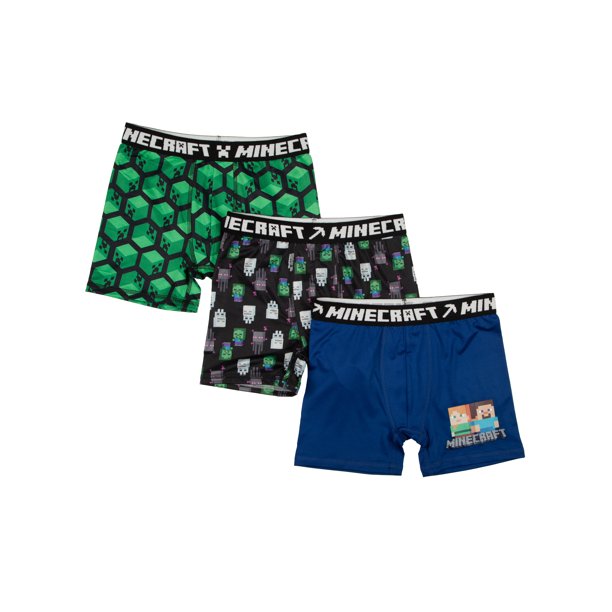 Minecraft Boys Underwear, 3 Pack Poly Boxer Briefs (Little Boys & Big ...