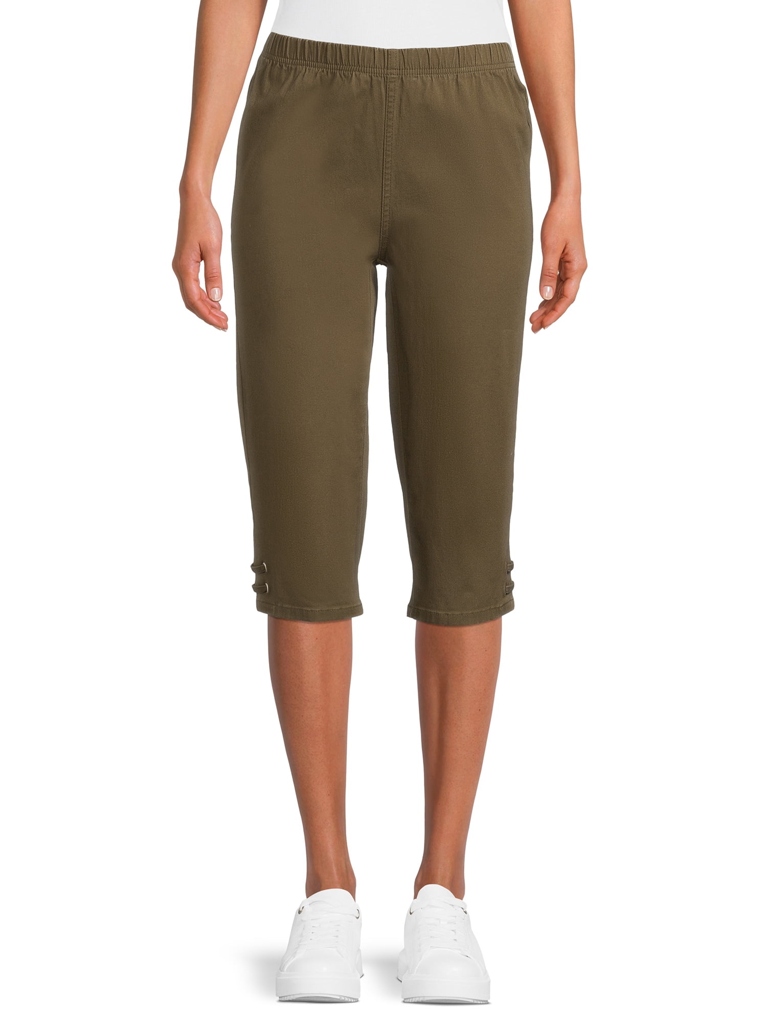 Real Size Women's Pull On Grommet Stretch Capri Pants, 17” - Walmart.com
