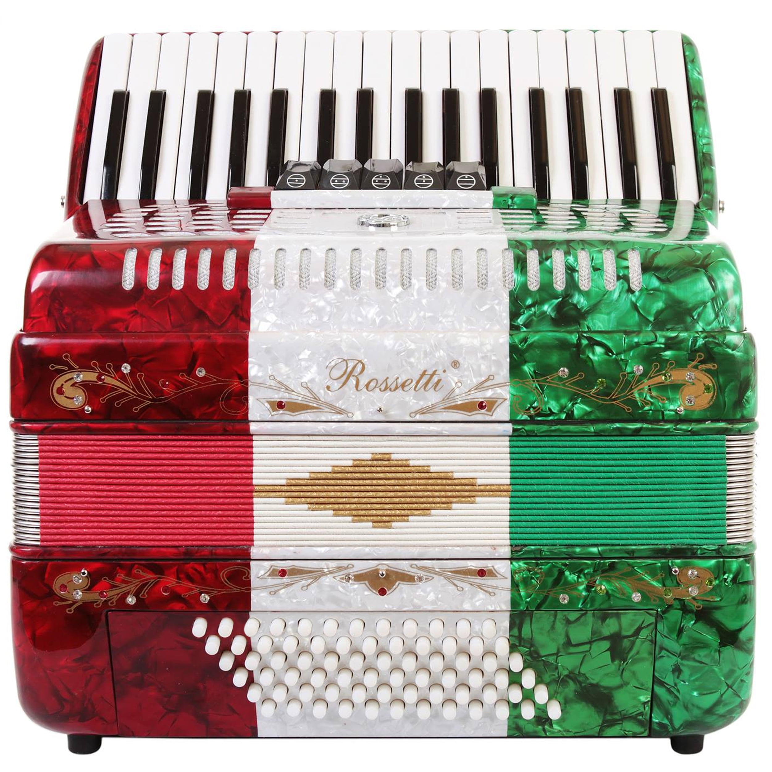 Rossetti Piano Accordion 72 Bass 34 Keys 5 Switches Mexican Flag ...