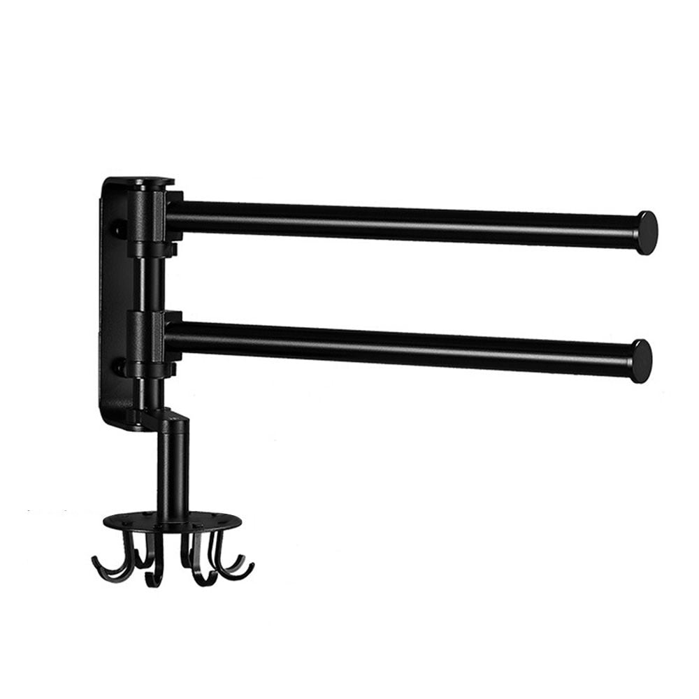 Black Bathroom Swing Hanger Towel Bar Rack Tower Hanger Swivel Hand ...