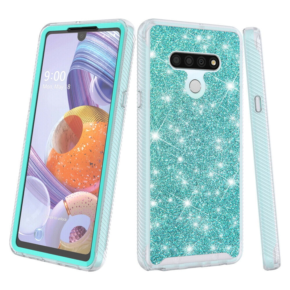 for LG Stylo 6 Glitter Phone Case Dual Layer Full-Body Rugged Clear ...