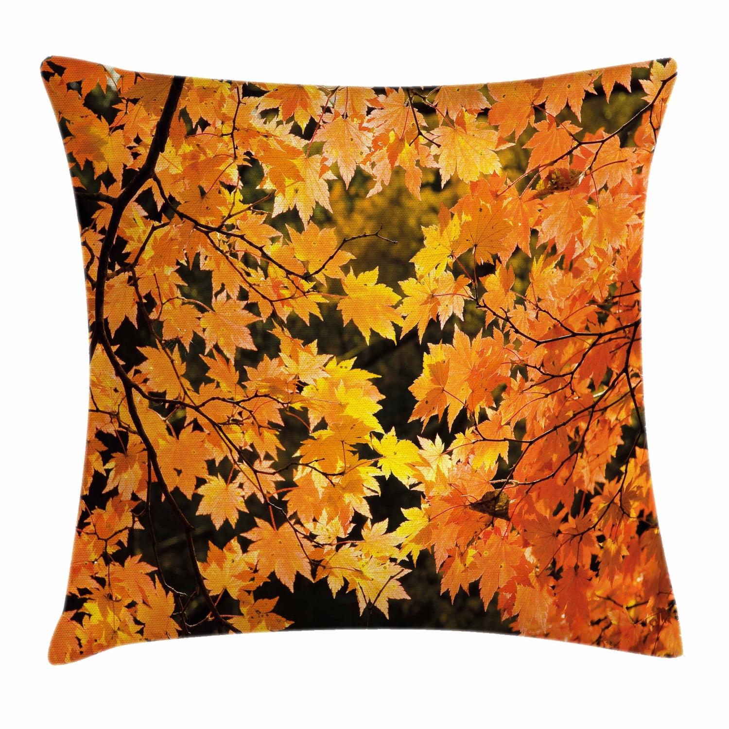 Fall Decor Throw Pillow Cushion Cover, Vibrant Leaves of Autumn Maple ...