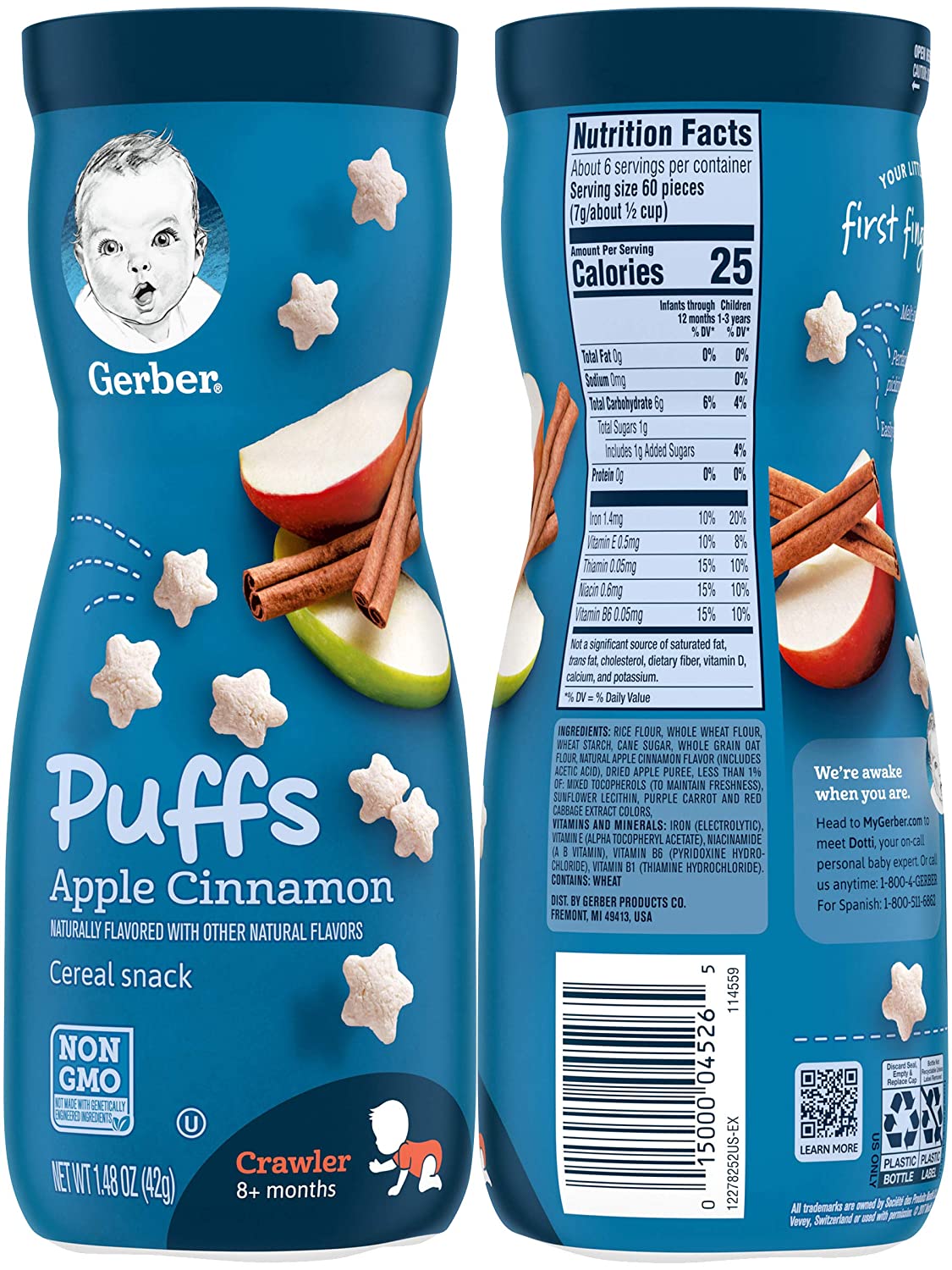 Gerber Puffs Variety Pack, 1 Strawberry Apple, 1 Blueberry, 1 Apple ...