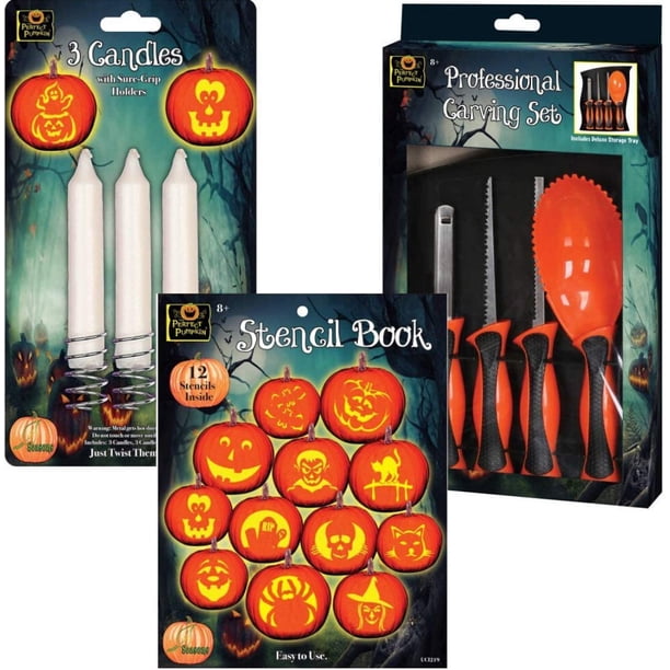 Jack o’ Lantern Halloween Pumpkin Carving Kit - 12 Stencils, 5-Piece ...