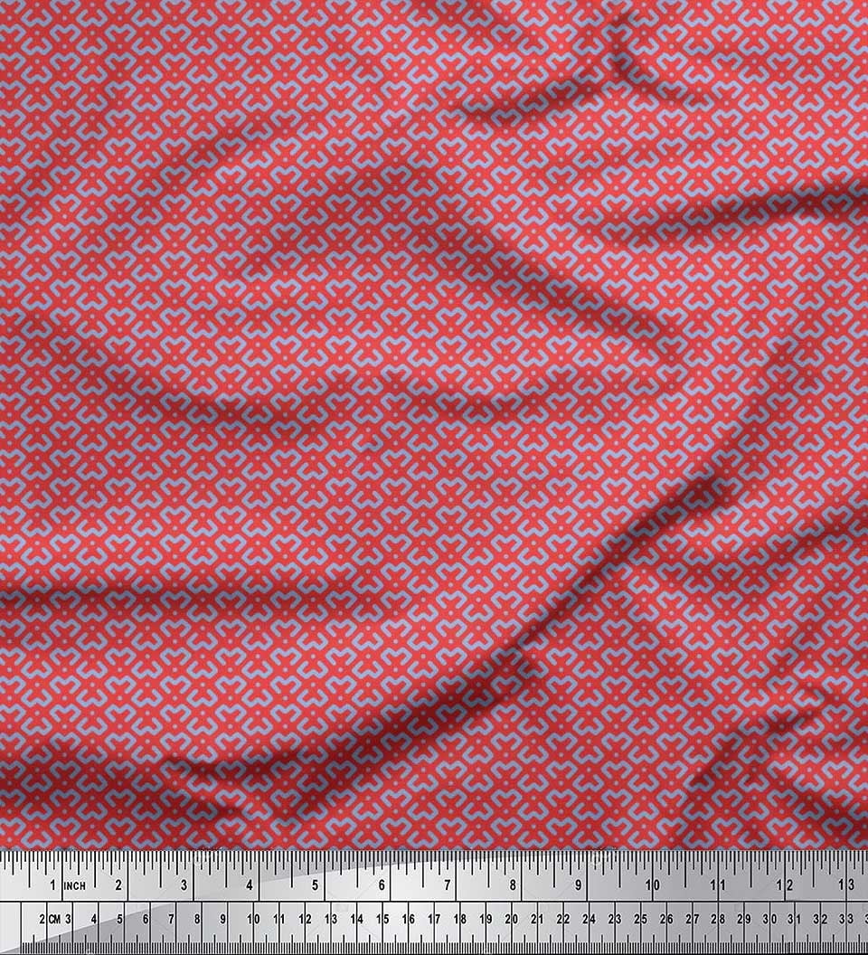 Soimoi Cotton Poplin Fabric Dot & Geometric Small Print Fabric by The ...